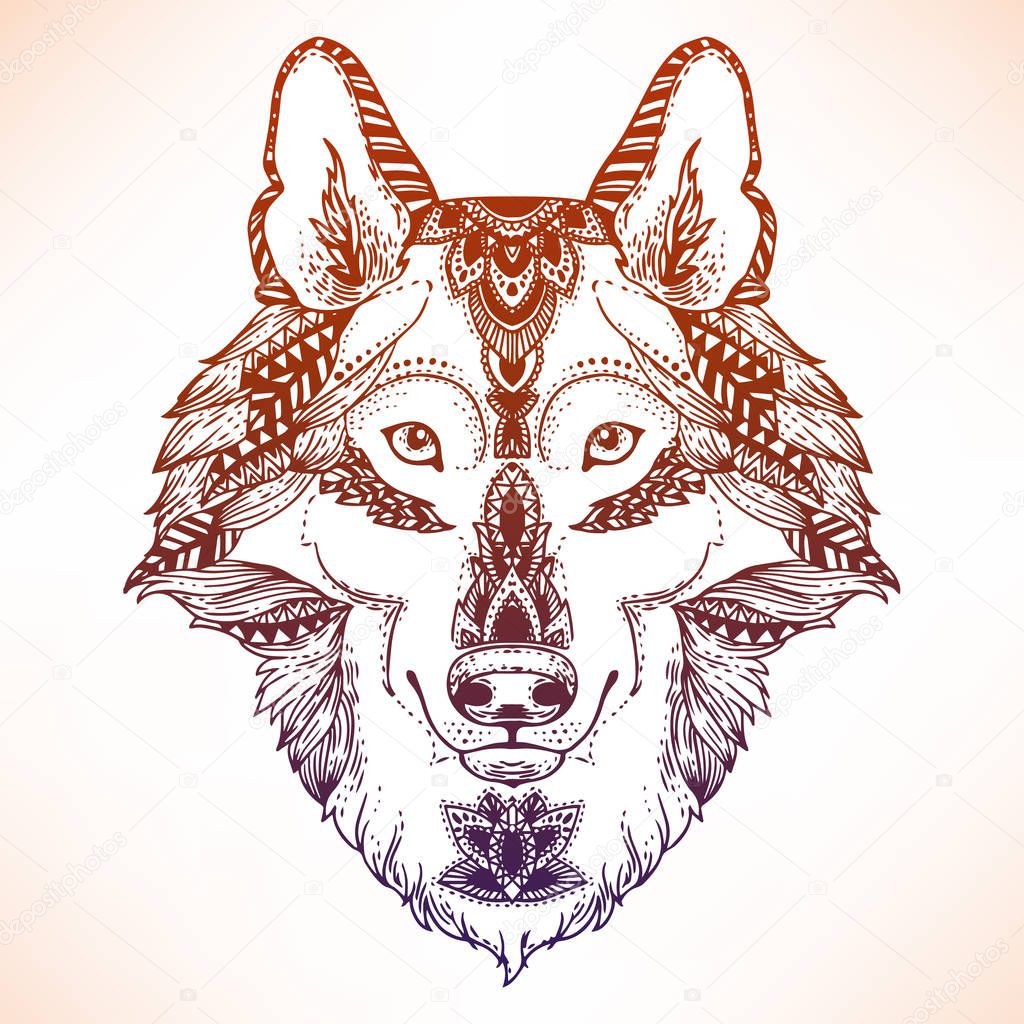 impresión de cabeza de lobo para colorear página 2022