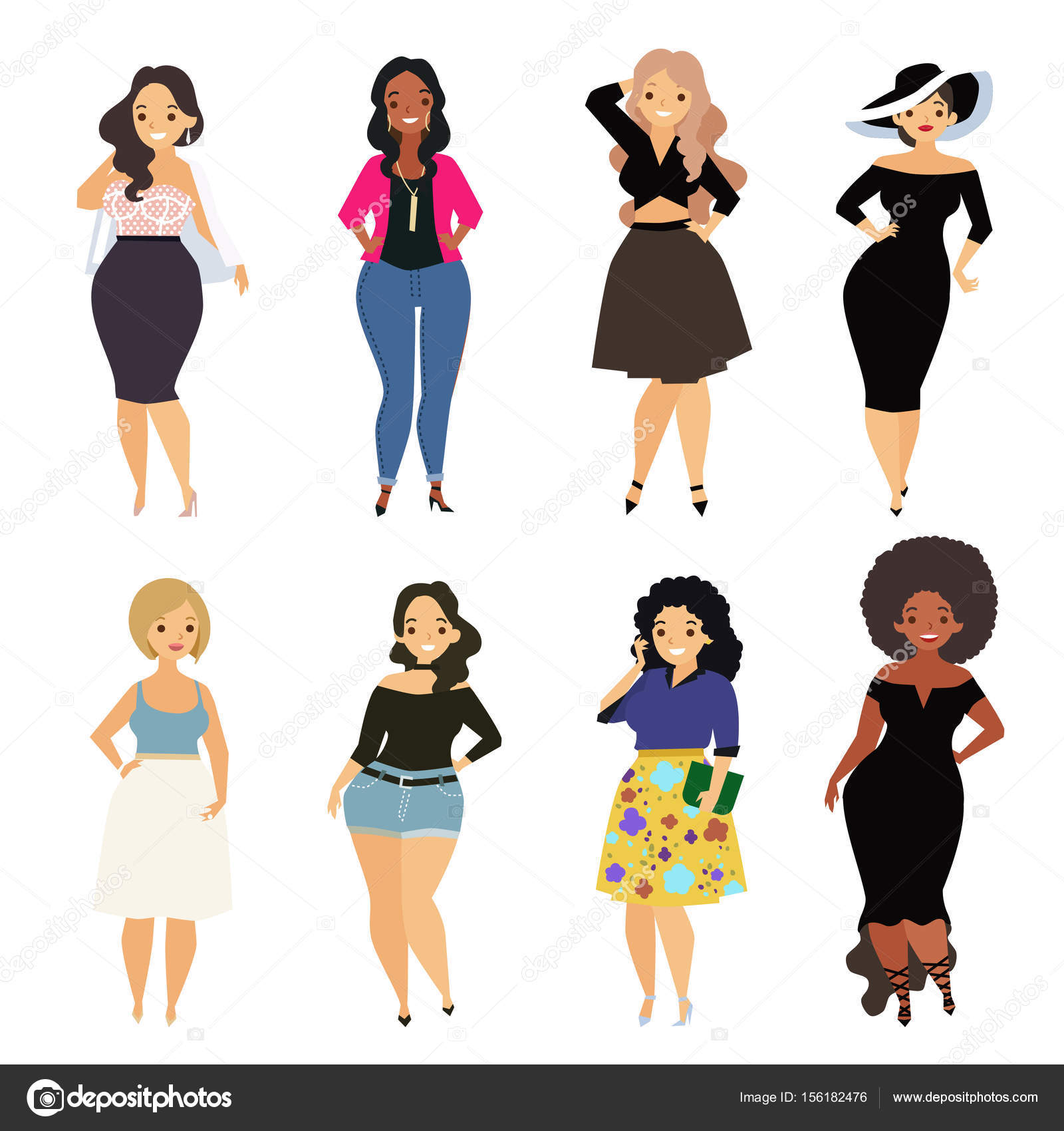 Set of various curvy women Stock Vector Image by ©mazeina #156182476