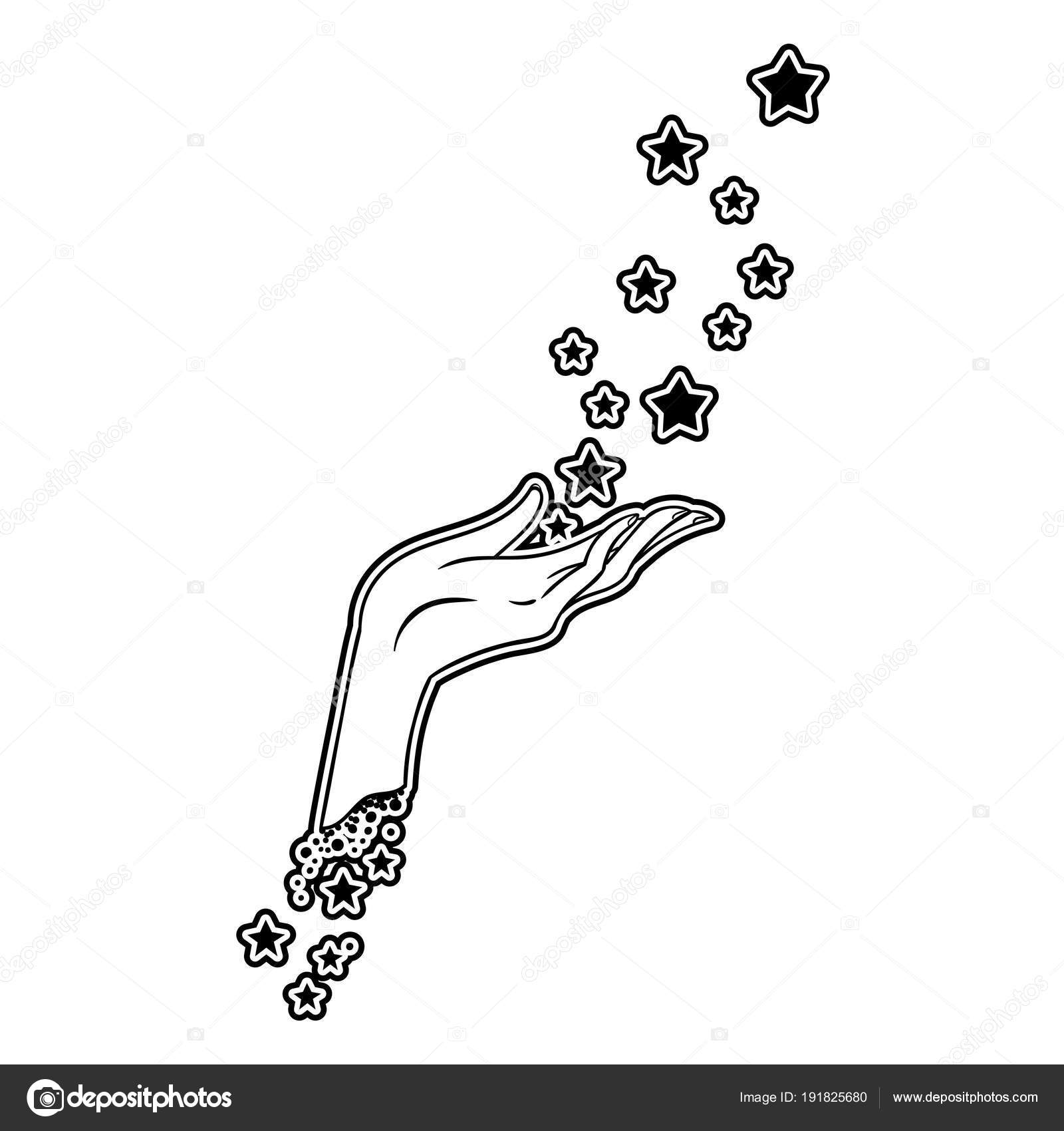 Beautiful Hand Drawing Hand Holding Star Moon Vector Illustration ...