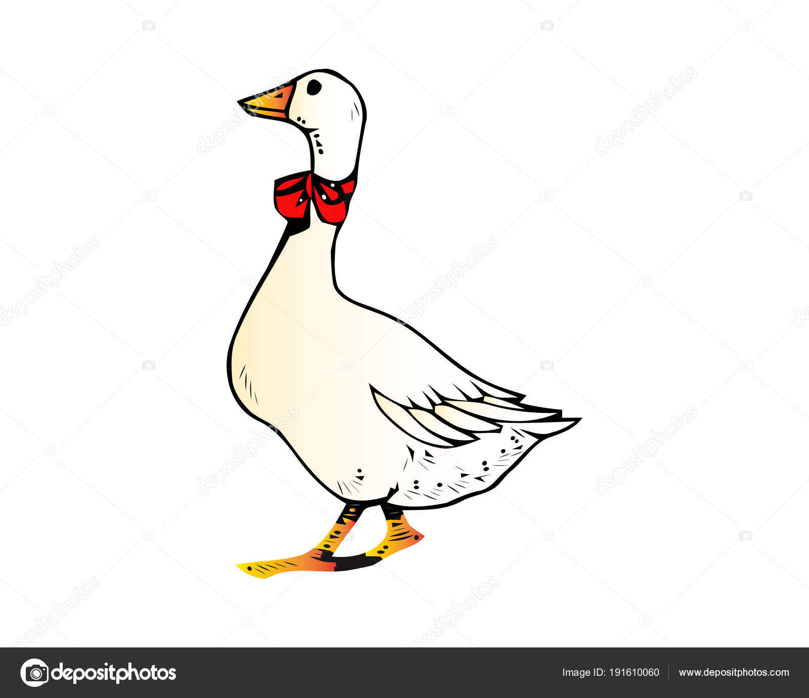 Ilustração plana do vetor bonito do ganso isolado no fundo branco ...