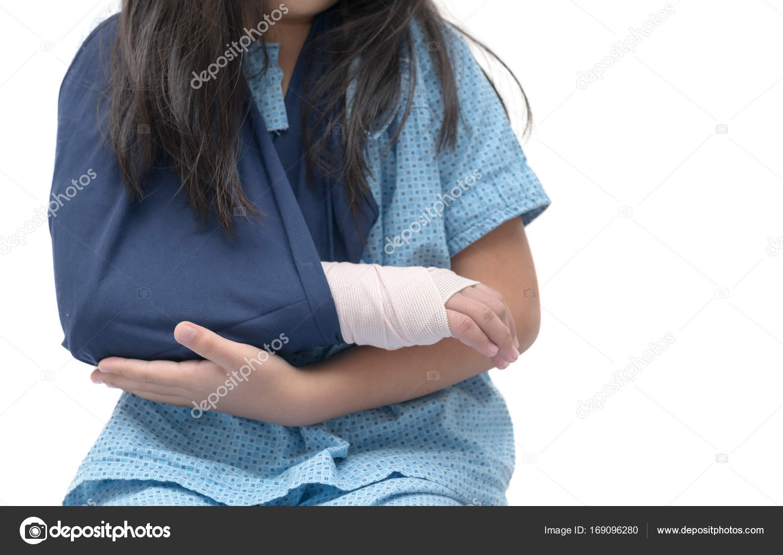 Little kid with broken hand isolated Stock Photo by ©kwanchaichaiudom ...