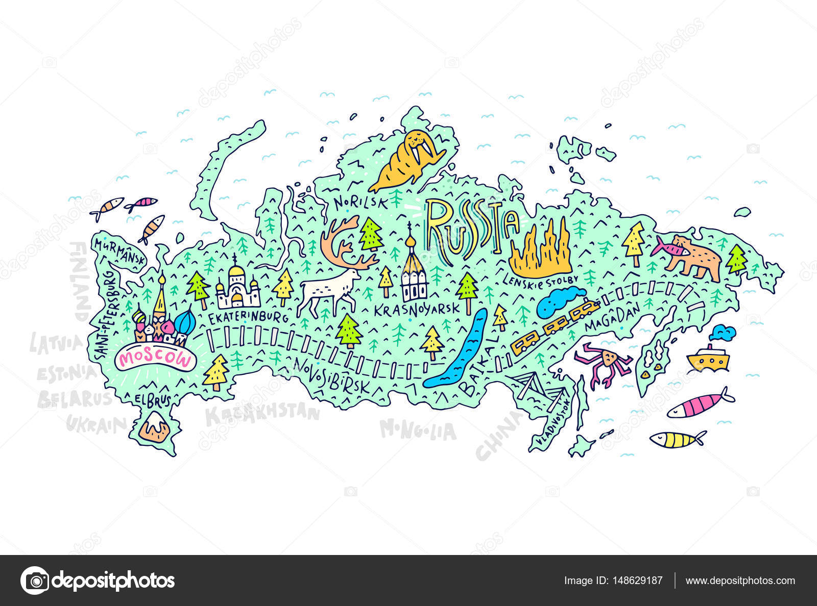 Top 196+ Cartoon map of russia - Tariquerahman.net