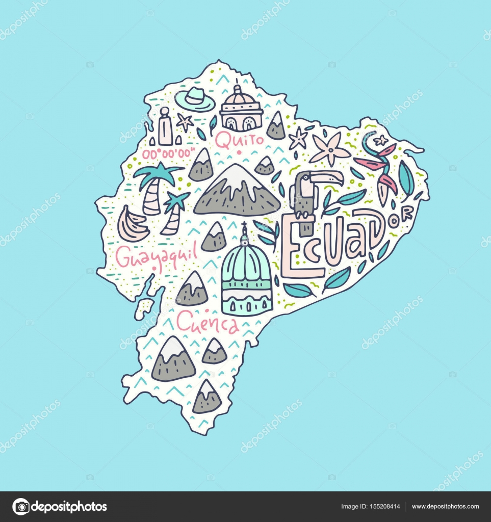 Mapa de dibujos animados de Ecuador Vector de stock #155208414 de ...