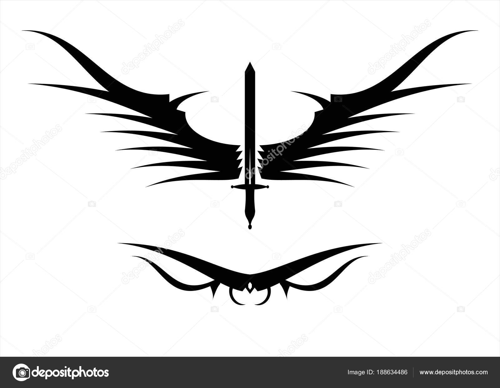 Winged Sword Black Tribal Sword — Stock Vector © stendy1127@gmail.com ...
