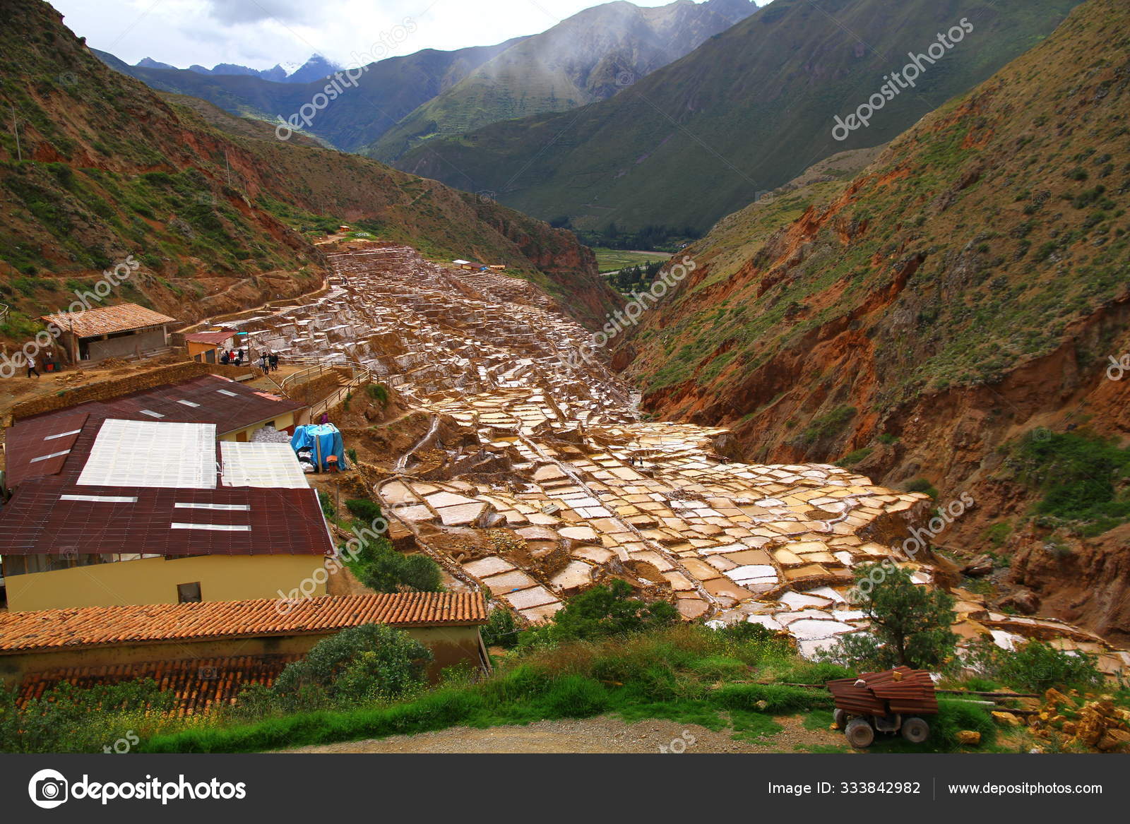View Terraces Salt Pools Maras Salt Mines Which Situated Sacred – Stock ...