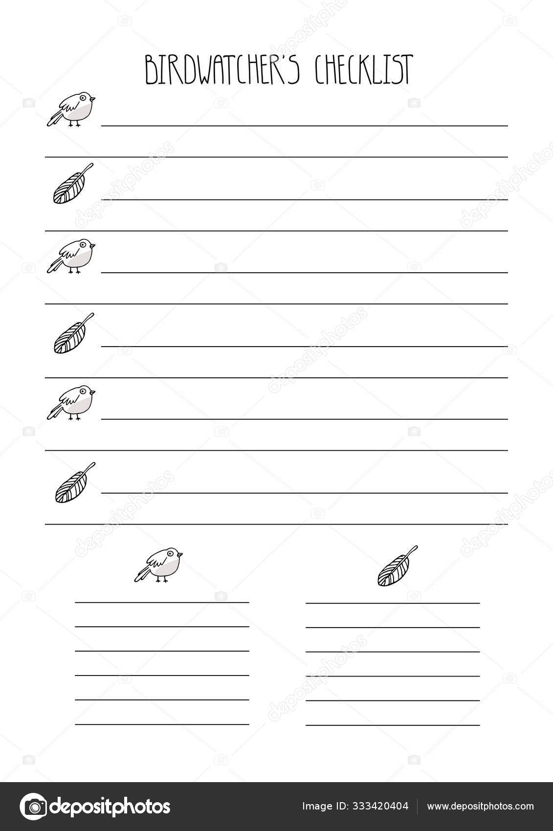 Bird watching checklist. Birding and ornithology concept Stock Vector ...