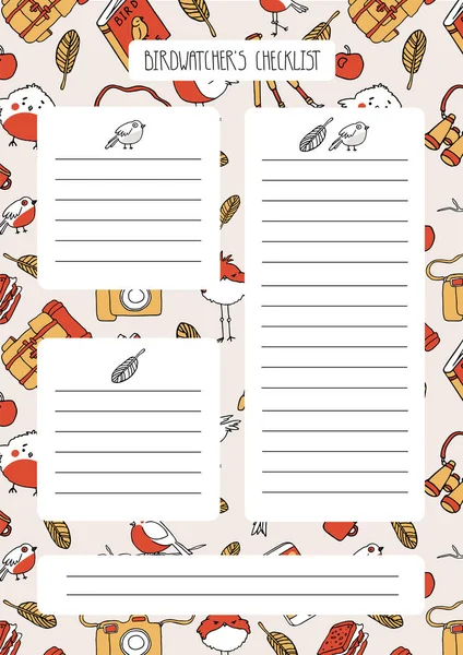 Bird watching checklist. Birding and ornithology concept Stock Vector ...