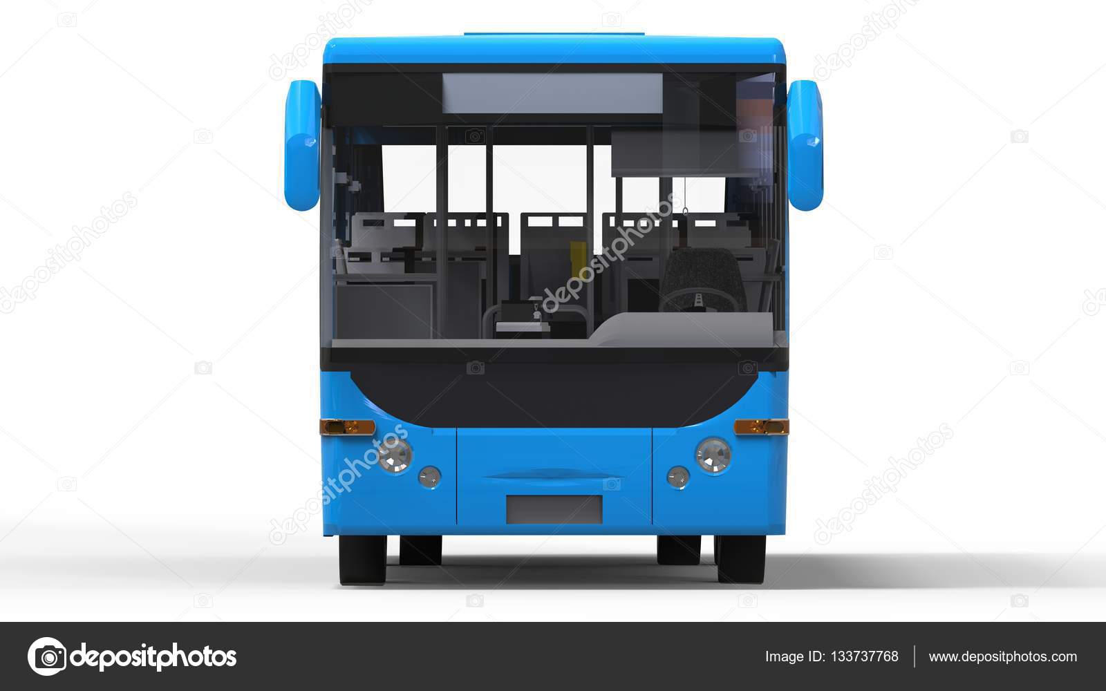 Small urban blue bus on a white background. 3d rendering. — Stock Photo ...