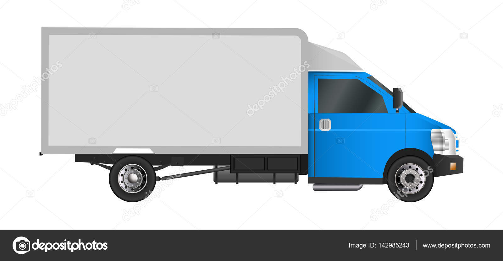 Blue truck template. Cargo van Vector illustration EPS 10 isolated on ...