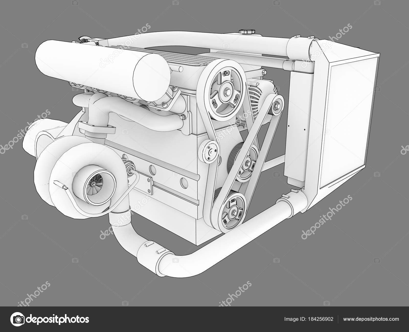 Turbocharged four-cylinder, high-performance engine for a sports car ...
