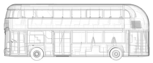 A double-decker bus, a translucent casing under which many interior ...
