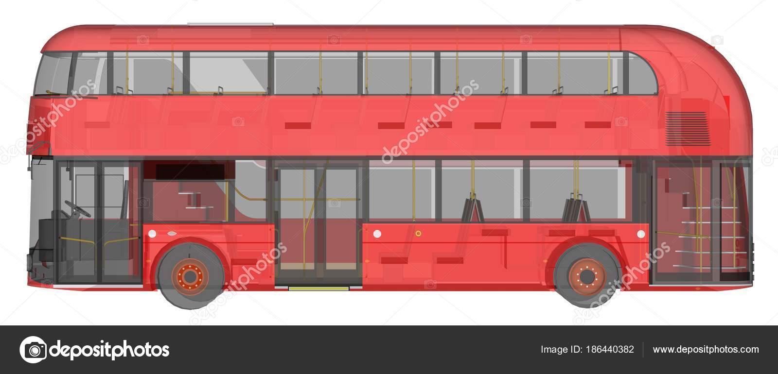 Un autobús de dos pisos, una carcasa translúcida bajo la cual muchos ...