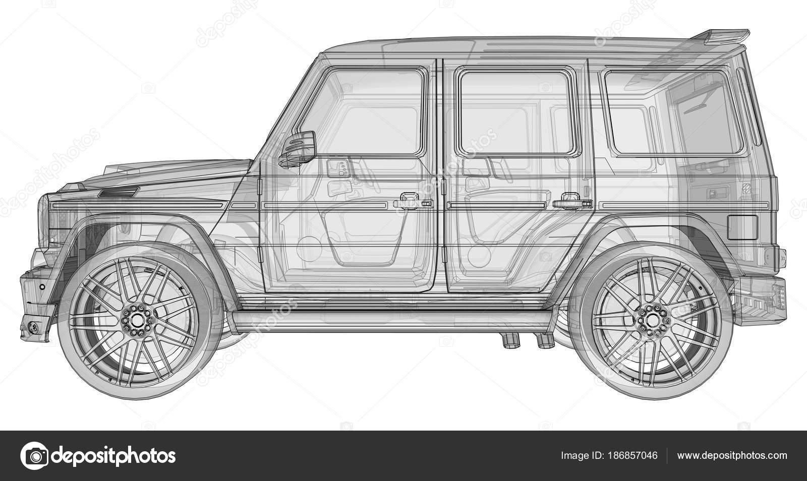 Raster three-dimensional illustration of the car Mercedes-Benz G-class ...