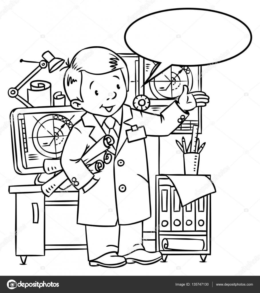 Imágenes: ingeniero para colorear | Divertido Ingeniero o inventor. Con ...