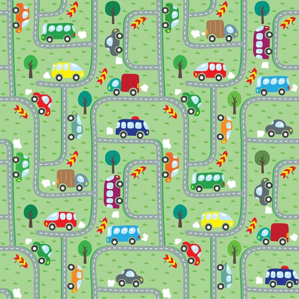 Cars on the road. Seamless pattern. — Stock Vector © passengerz #90946272