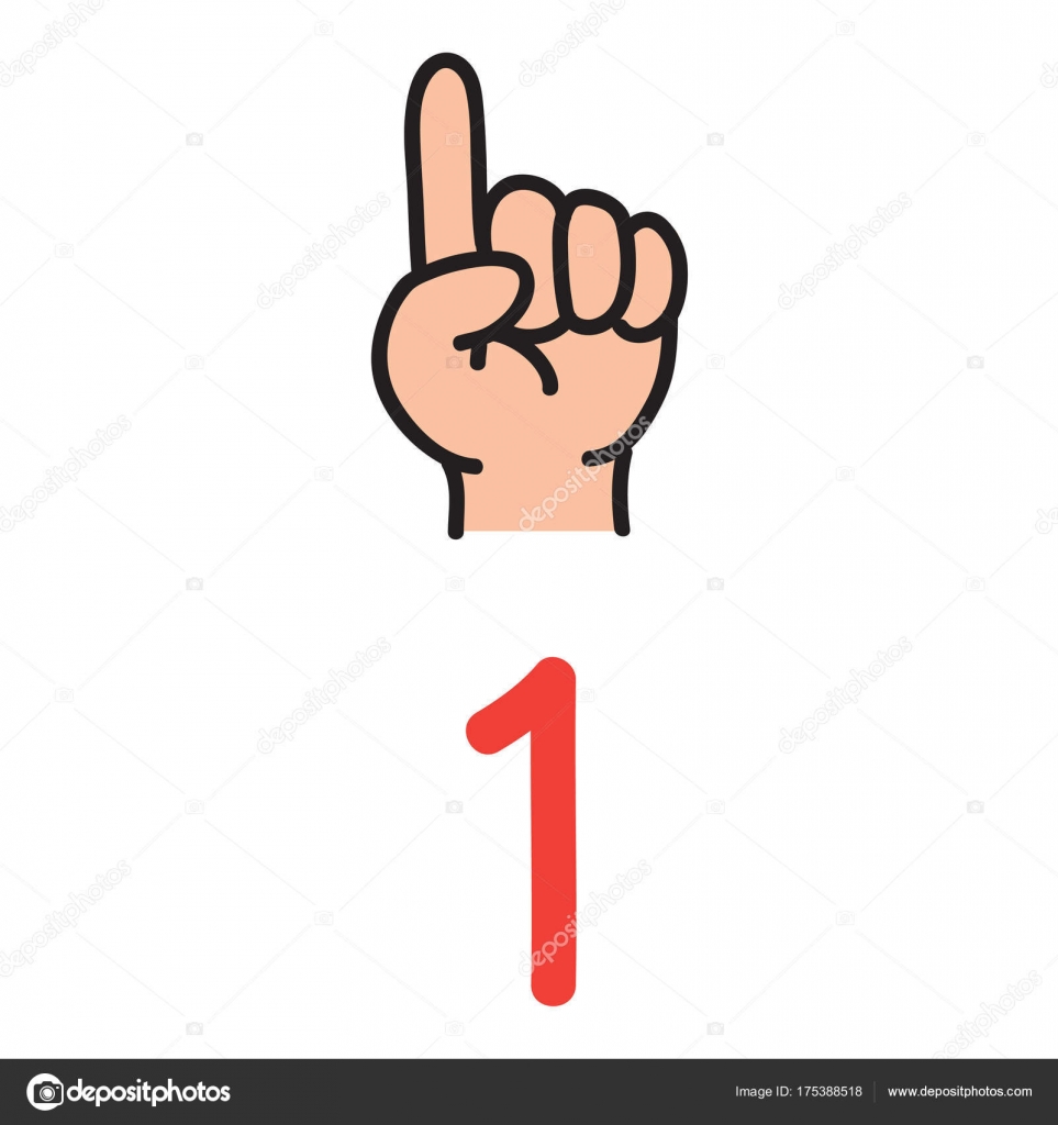 Kids hand showing the number one hand sign. Stock Vector Image by ...