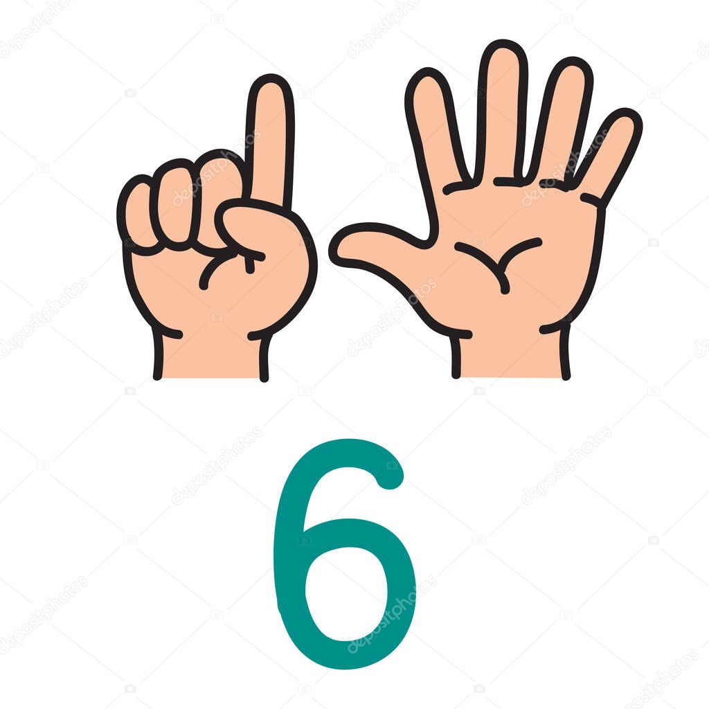 Kids hand showing the number six hand sign. — Stock Vector © passengerz ...