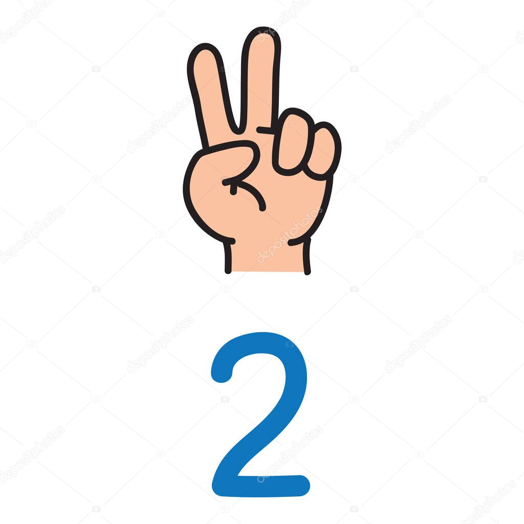 Kids hand showing the number two hand sign. — Stock Vector © passengerz ...