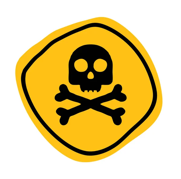 Set warning yellow signs with black contour danger to human skulls and ...