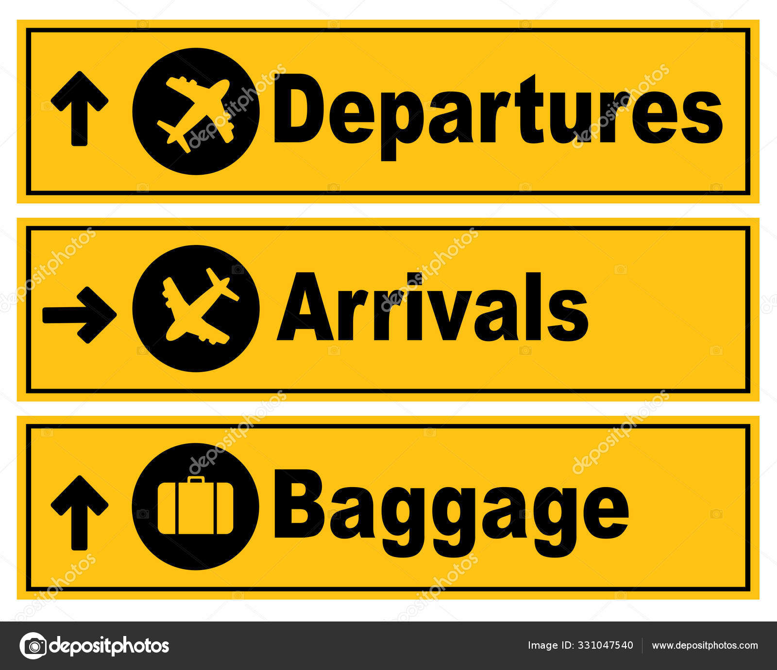 Señal Salidas Llegadas Amarillas Stock Vector by ©selim123 331047540