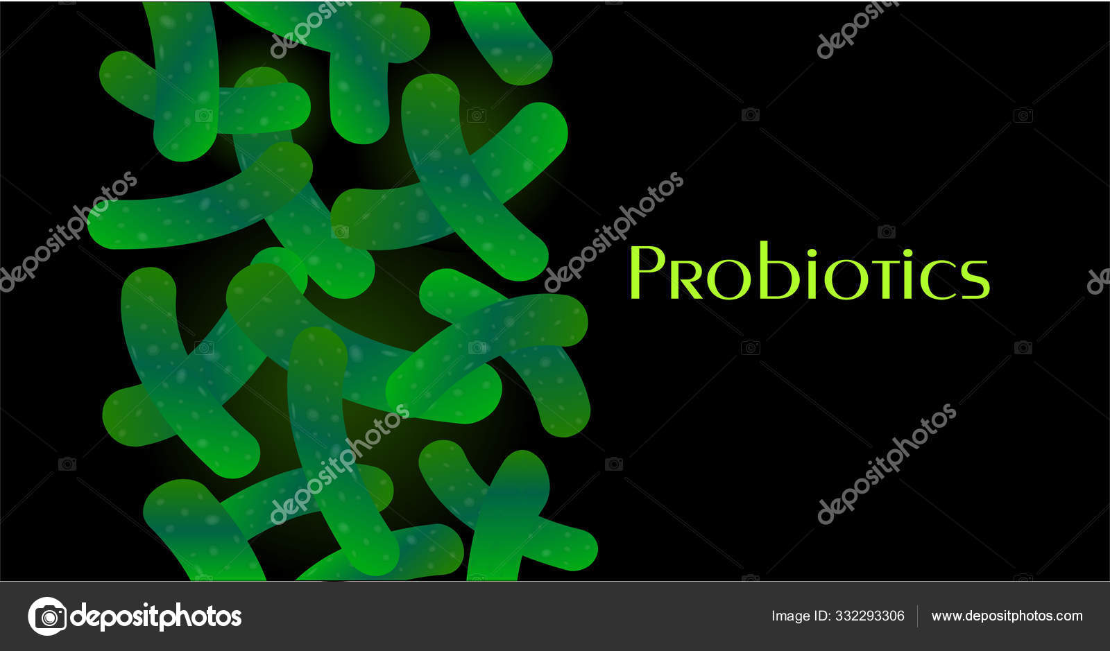 Probiotics Text Background Micro Probiotic Microorganism Stock Vector ...