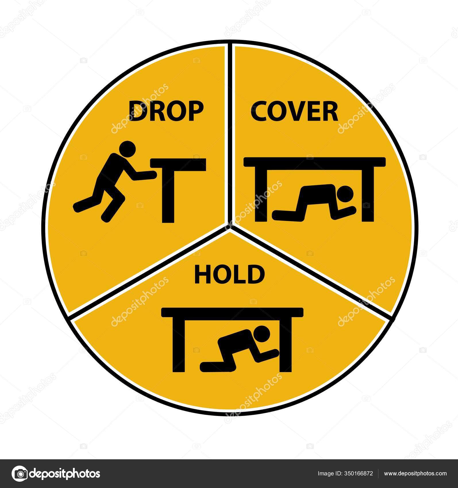 Drop Cover Hold Sign Earthquake Vector Icon Stock Vector Image by ...