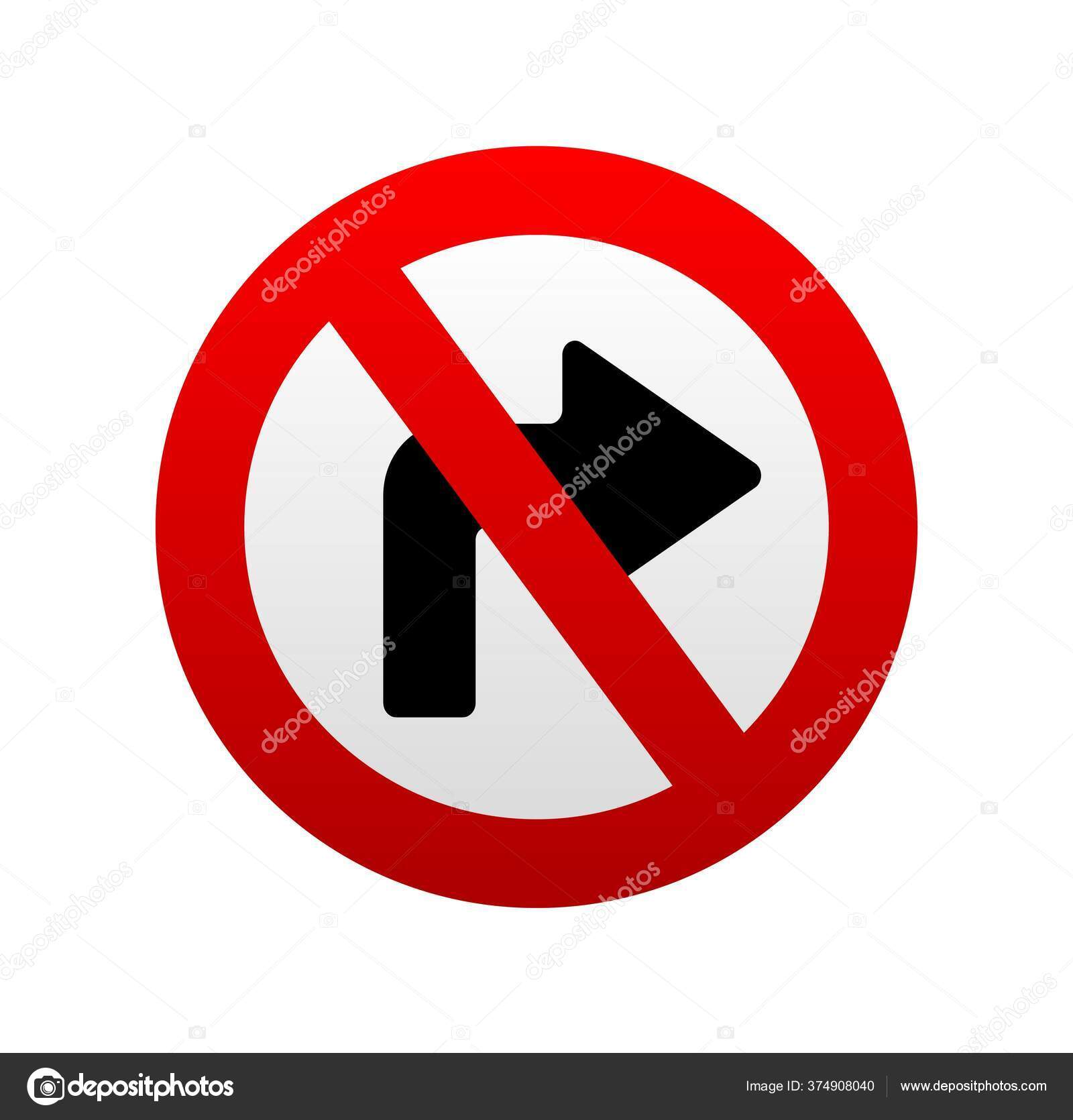 Right Turn Traffic Sign Stock Vector Image by ©selim123 #374908040