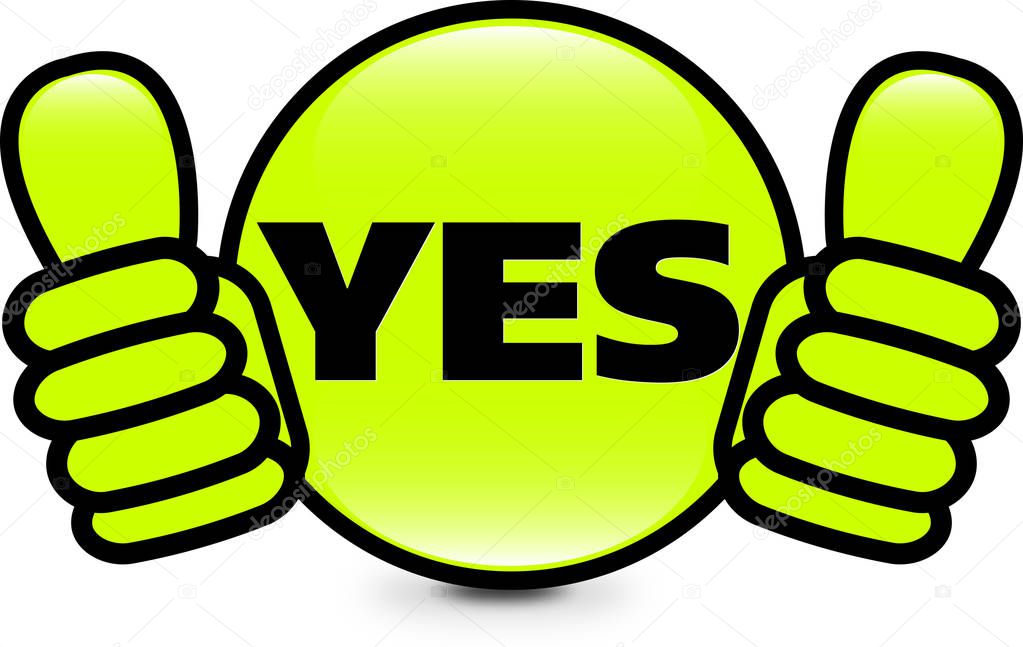 Yes icon with thumbs up — Stock Vector © ElenaBaryshkina #158548492