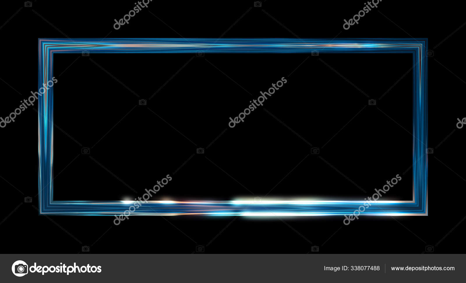 Glow Frame Background Neon Glowing Geometric Template Isolated Black ...