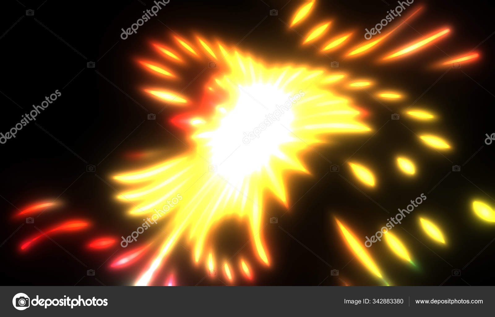 Dynamic Rays Light Isolated Black Background Graphic Illustration ...