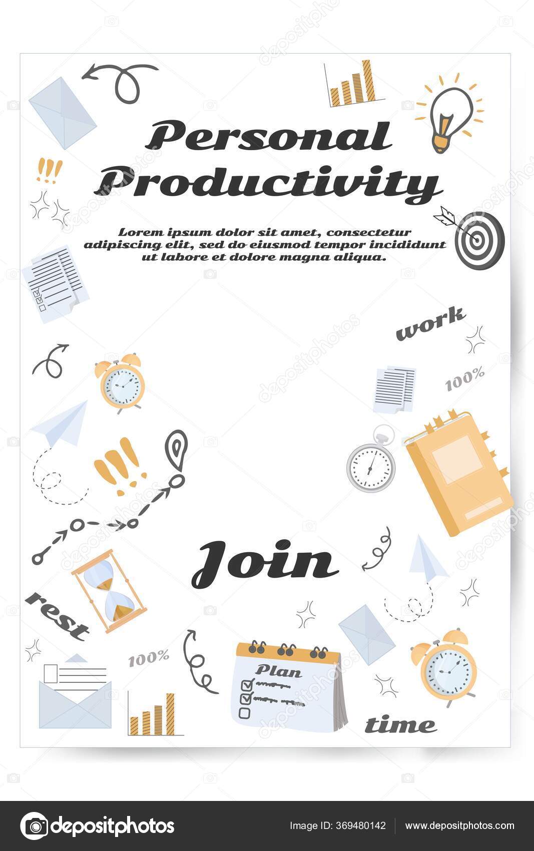 Web banner, advertisement with graphic doodle objects, text personal ...