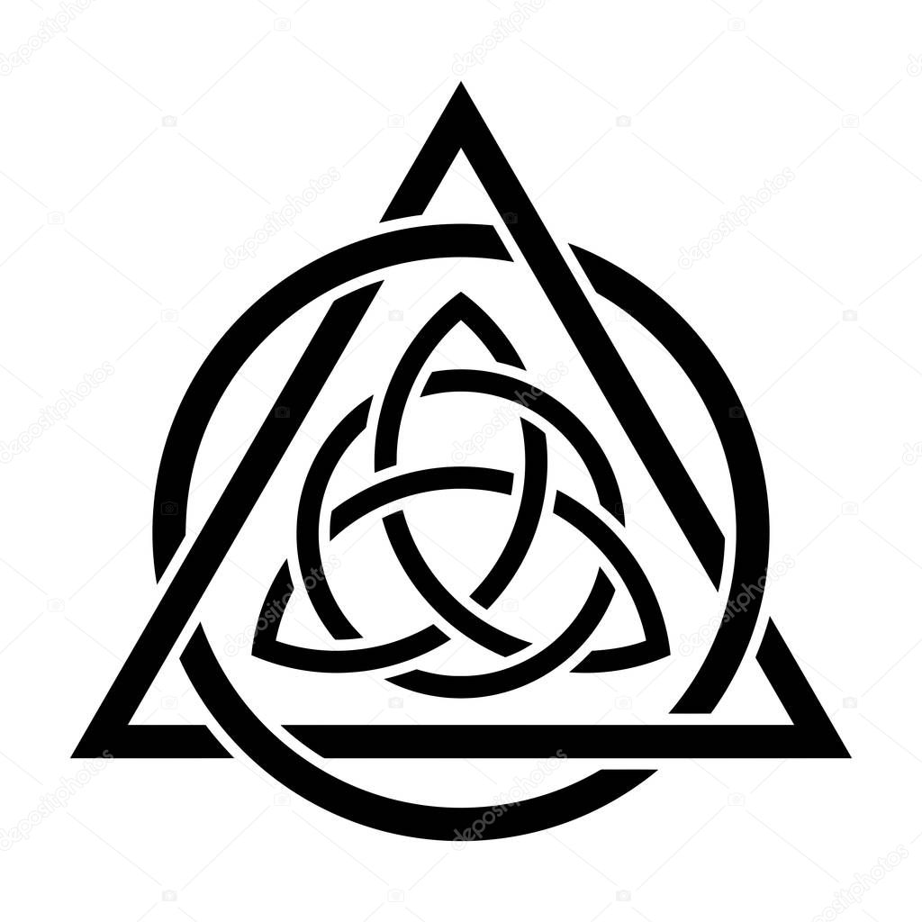 Triquetra dentro de un triángulo entrelazado con el símbolo del círculo ...