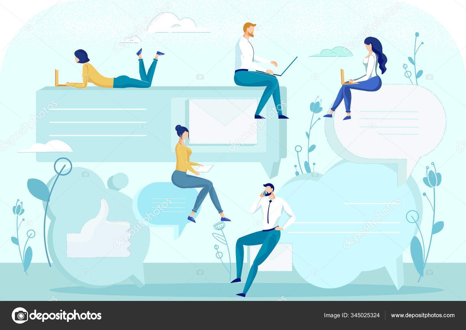 Texting Up Friends Online Through Various Gadgets Stock Vector Image by ...