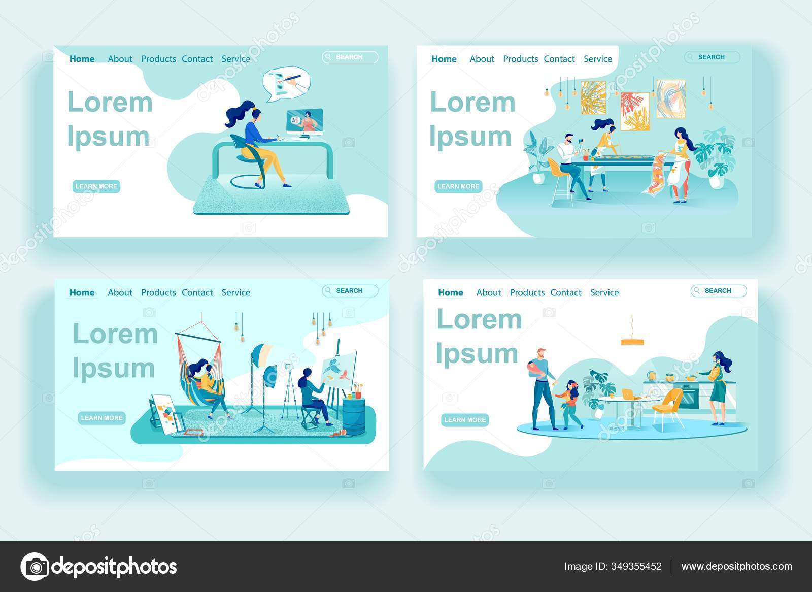 Self Education, Hobbies Landing Page Templates Set Stock Vector by ...