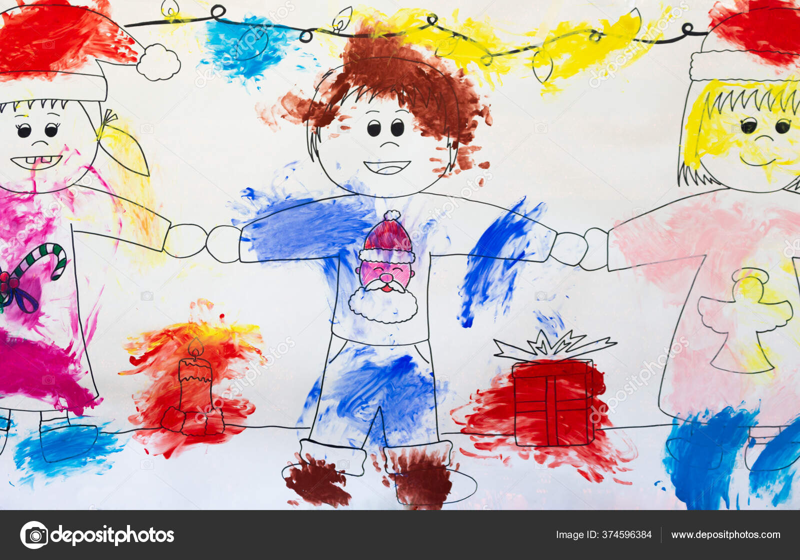 Drawing Smiling Children Holding Hands Stock Illustration by ©comex975 ...