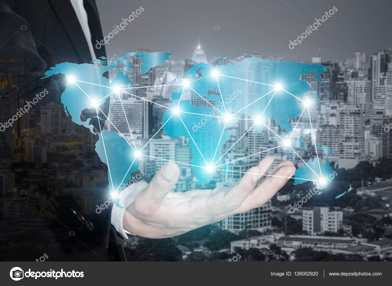 Mapa de conexión de red de asociación global a disposición del hombre ...