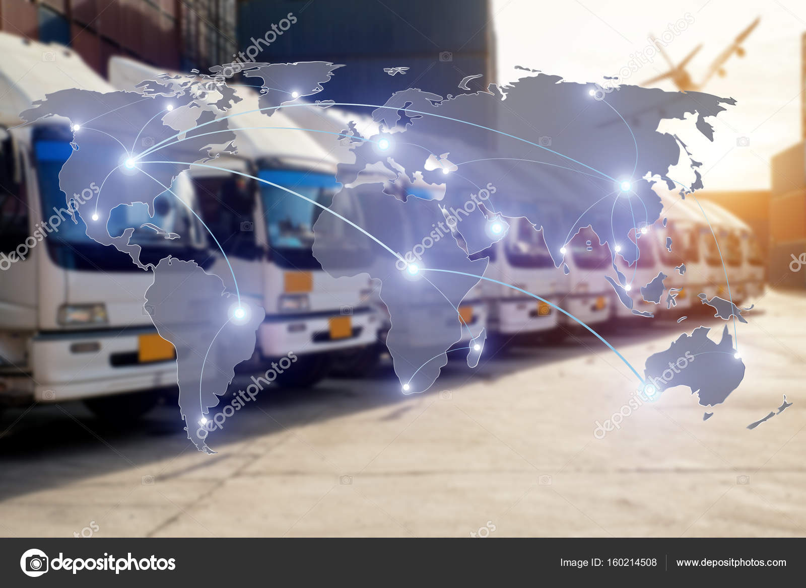 Map global logistics partnership connection of Container Cargo f ...