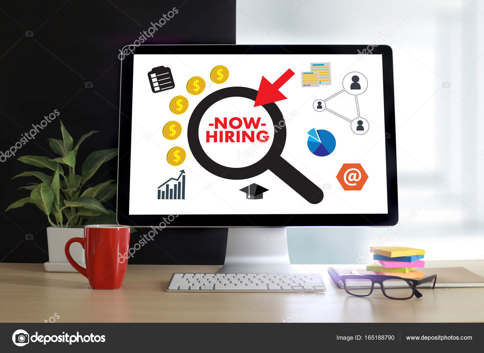 WE ARE HIRING Human Resources Interview professionals working fi — Stock Photo © duiwoy #165188790