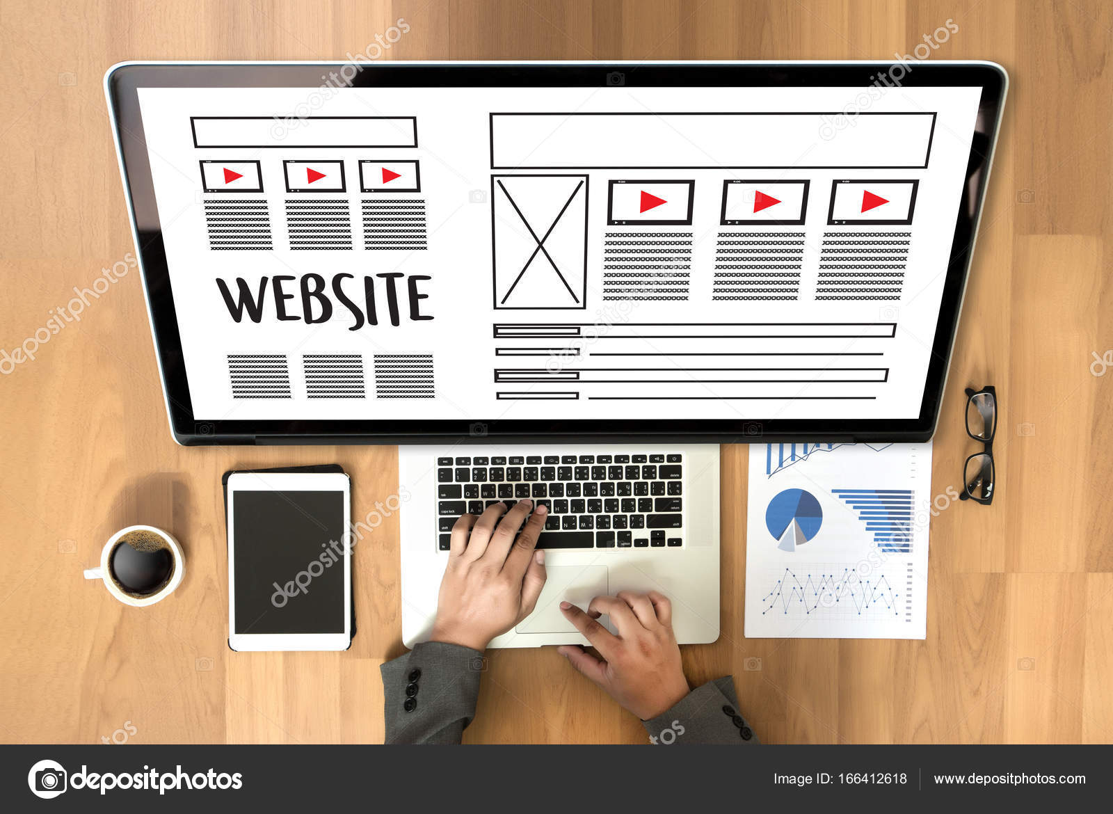 Website designer working layout sketch drawing Software Media WW Stock ...