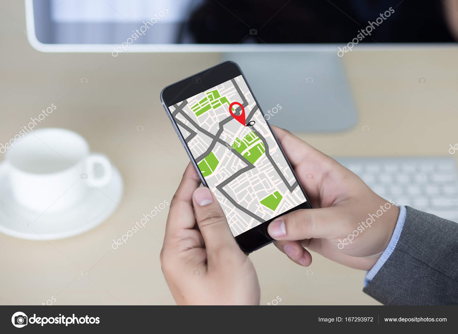 GPS Mapa a la ruta Conexión de red de destino Ubicación Calle ...