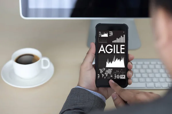 AGILE Agility Nimble Quick Fast Concept businessman working - Stock ...