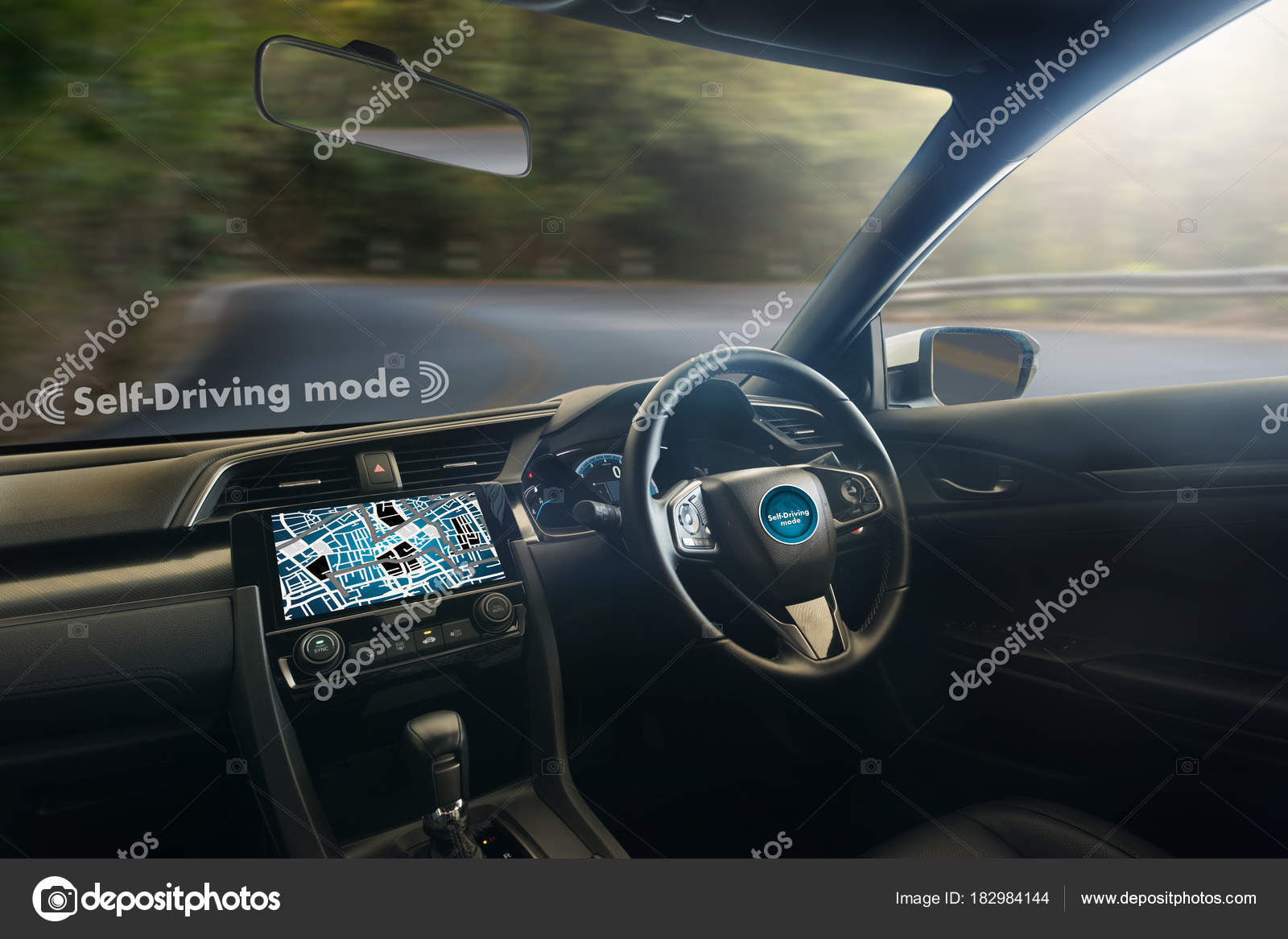 Autonomous driving car and digital speedometer technology image — Stock ...