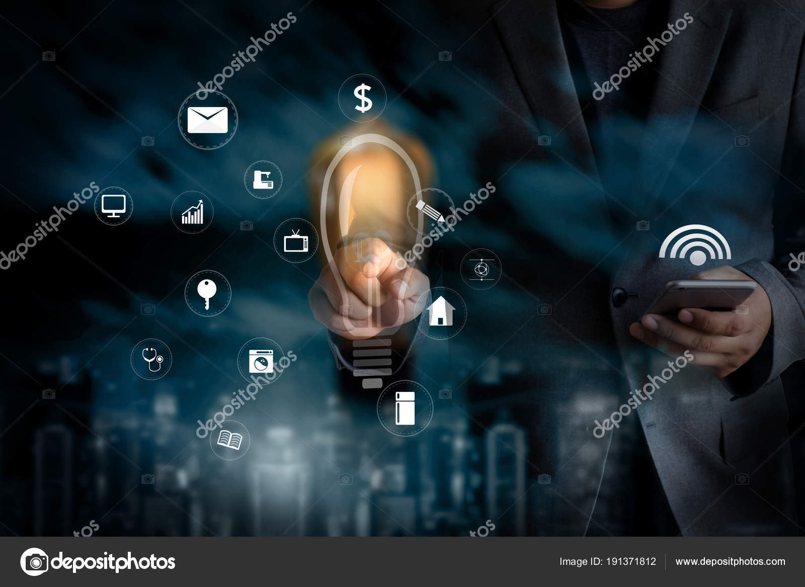 Internet iot man use smartphone internet of things technology ( — Stock ...