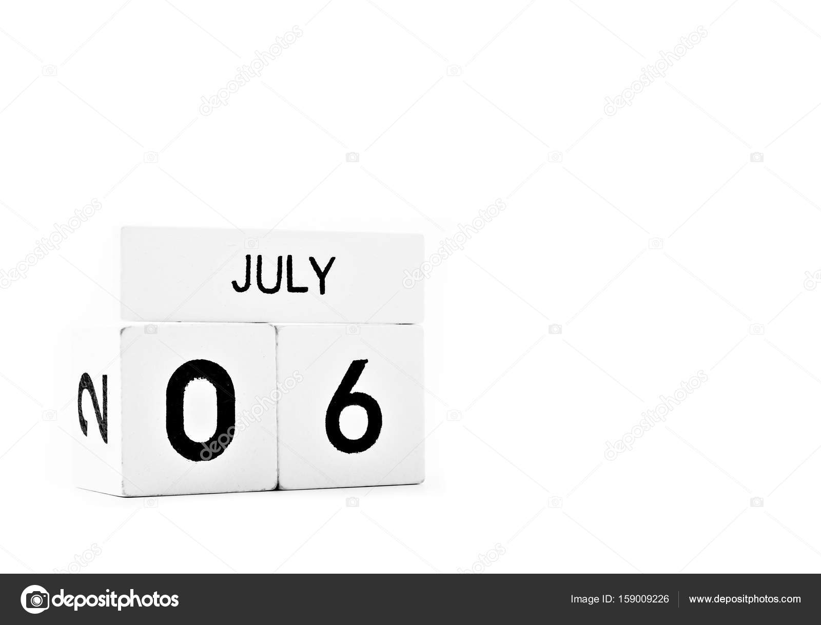 July 6 wooden white calendar Stock Photo by ©gamjai 159009226