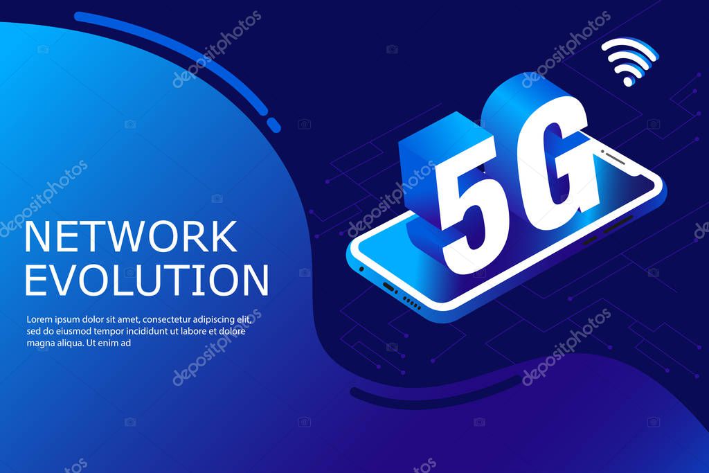 5G nueva conexi n wifi inal mbrica a Internet. Ordenador port til dispositivo m vil isom trico ...