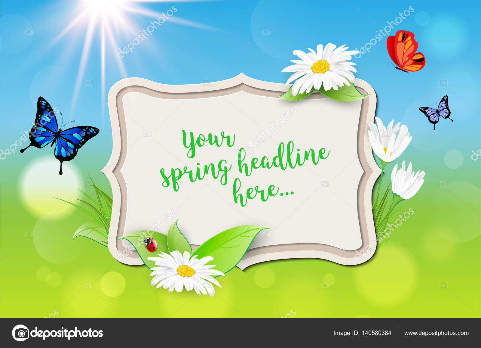 Decorative frame with spring background for your text Stock ...
