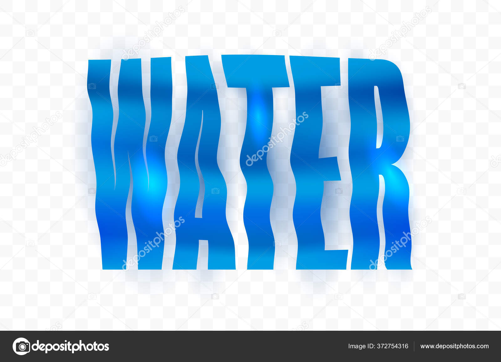 Wavy Blue Word Agua Con Brillos Sombras Sobre Fondo Transparente Vector ...