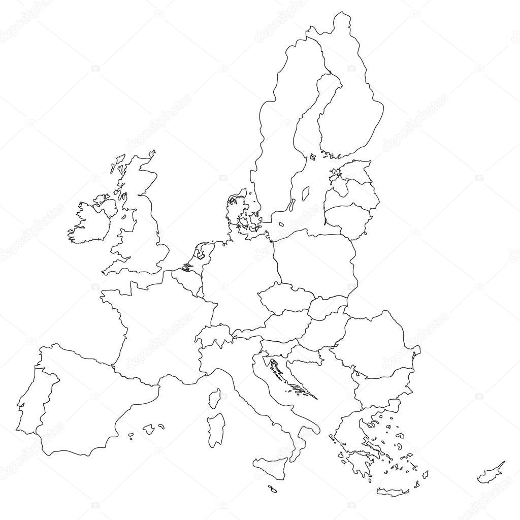 Simple all european union countries in one outline map eps10 — Stock ...
