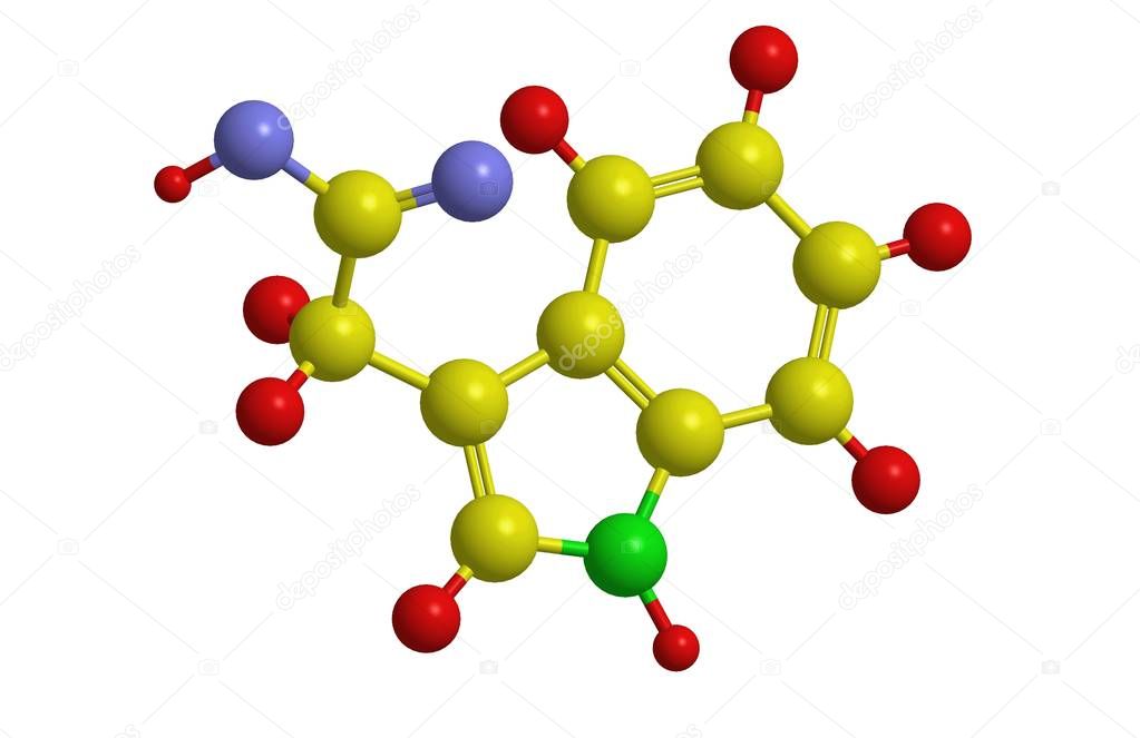 Estructura molecular del ácido indol-3-acético, representación 3D 2023