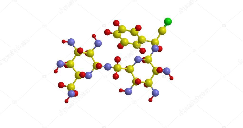 Estructura molecular de la amígdalina (vitamina B17), representación 3D ...
